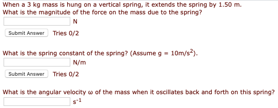 Solved A mass hanging on a spring with spring constant 15 | Chegg.com