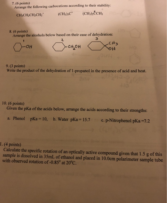 Solved 7. (6 points) Arrange the following carbocations | Chegg.com Solved 7. (6 points) Arrange the following carbocations | Chegg.com