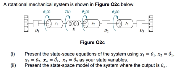 Solved A rotational mechanical system is shown in Figure Q2c | Chegg.com