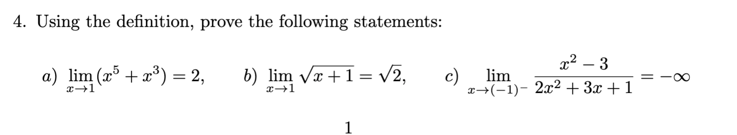 Solved 4. Using the definition, prove the following | Chegg.com