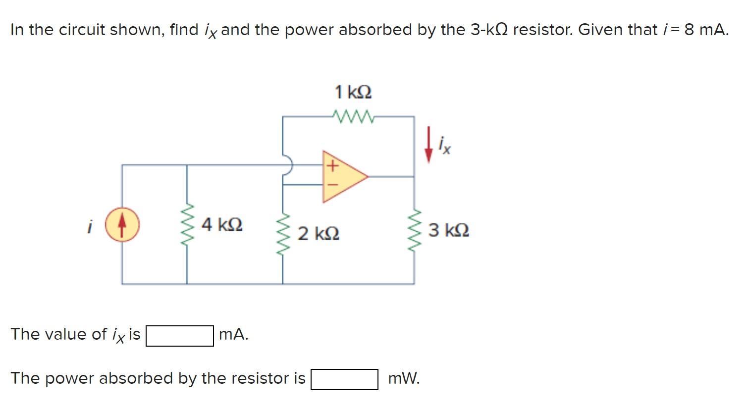 Solved In the circuit shown, find ix and the power absorbed | Chegg.com