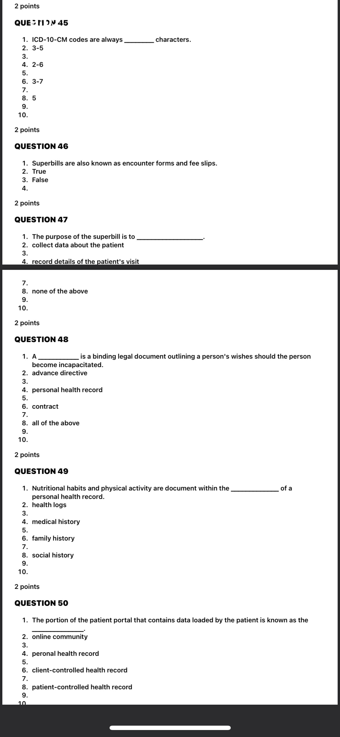 Solved 3. False 4. 2 points QUESTION 20 1. POC documentation | Chegg.com