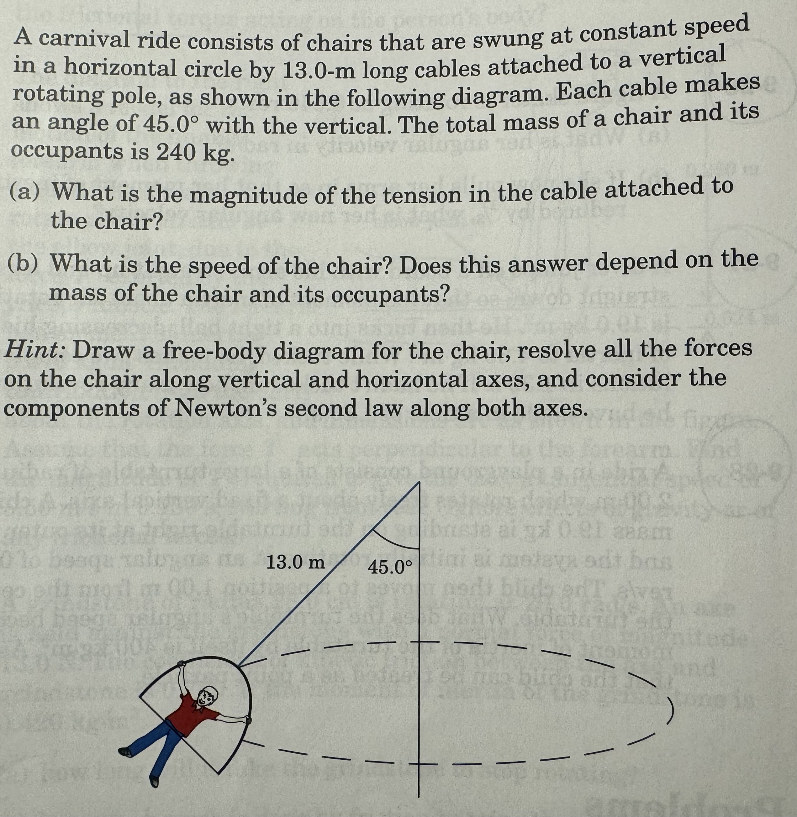 Solved A carnival ride consists of chairs that are swung at | Chegg.com