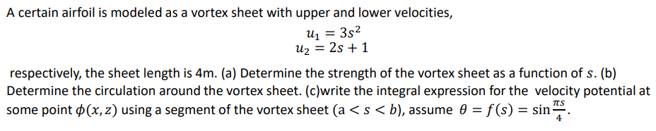 A certain airfoil is modeled as a vortex sheet with | Chegg.com