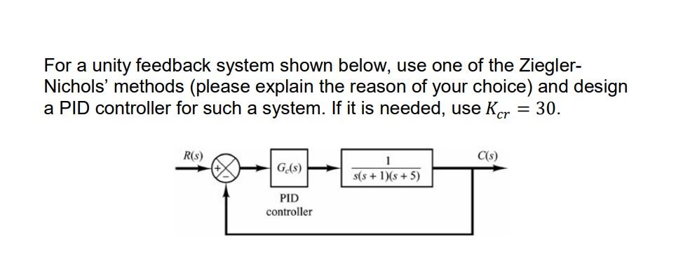 [Solved]: For a unity feedback system shown below, use one