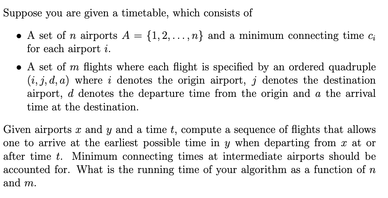 Solved Suppose you are given a timetable, which consists of | Chegg.com