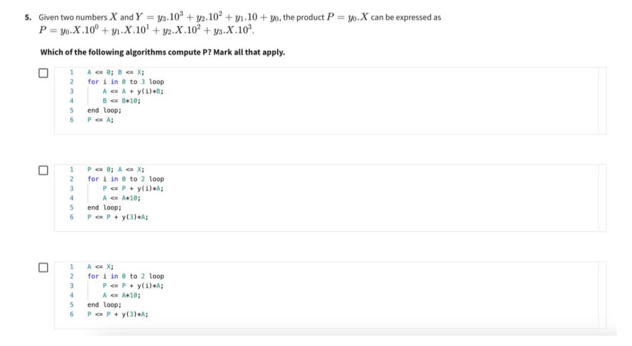Solved Given two numbers X and Y=y3⋅103+y2⋅102+y1⋅10+y0, the | Chegg.com