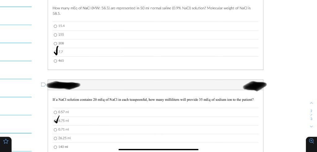 Solved How many mEq of NaCl (MW: 58.5) are represented in | Chegg.com