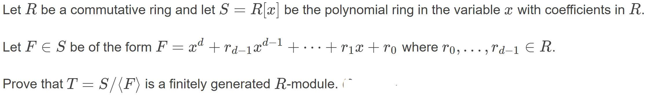 Solved Let R be a commutative ring and let S = R[x] be the | Chegg.com