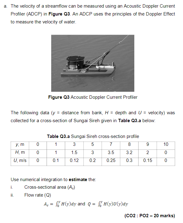 Solved a. The velocity of a streamflow can be measured using | Chegg.com