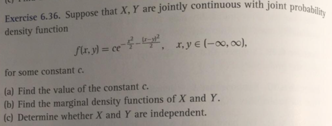 Solved Exercise 6.36. Suppose that X, Y are jointly | Chegg.com