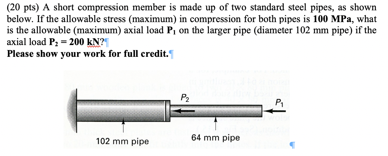 Solved (20 pts) A short compression member is made up of two | Chegg.com