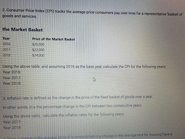 Solved 2. Consumer Price Index (CPI) tracks the average | Chegg.com