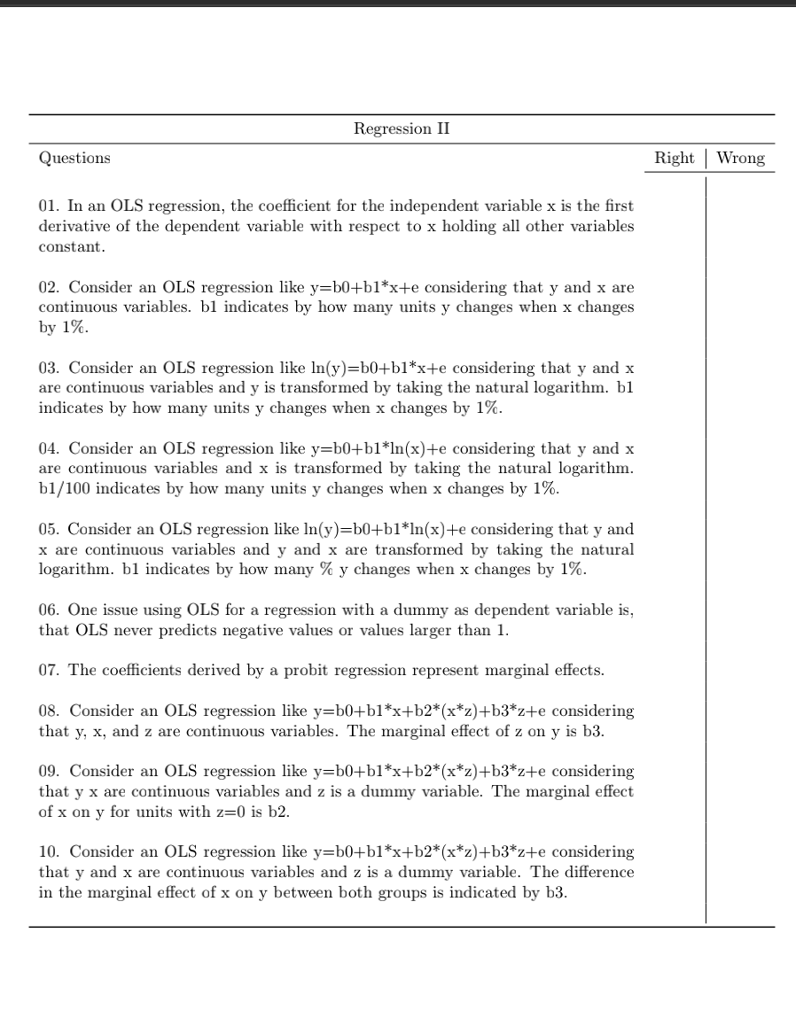 Solved Regression IIQuestionsIn an OLS regression, the | Chegg.com