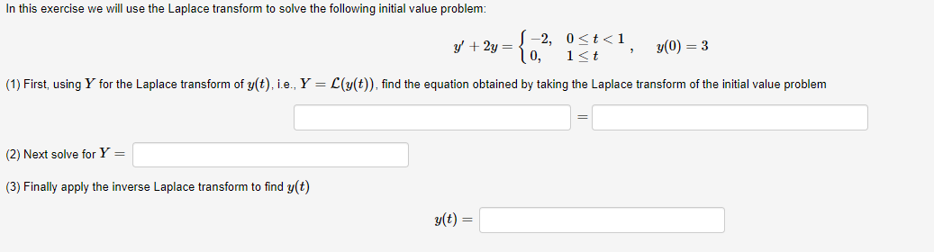 Solved In this exercise we will use the Laplace transform to | Chegg.com