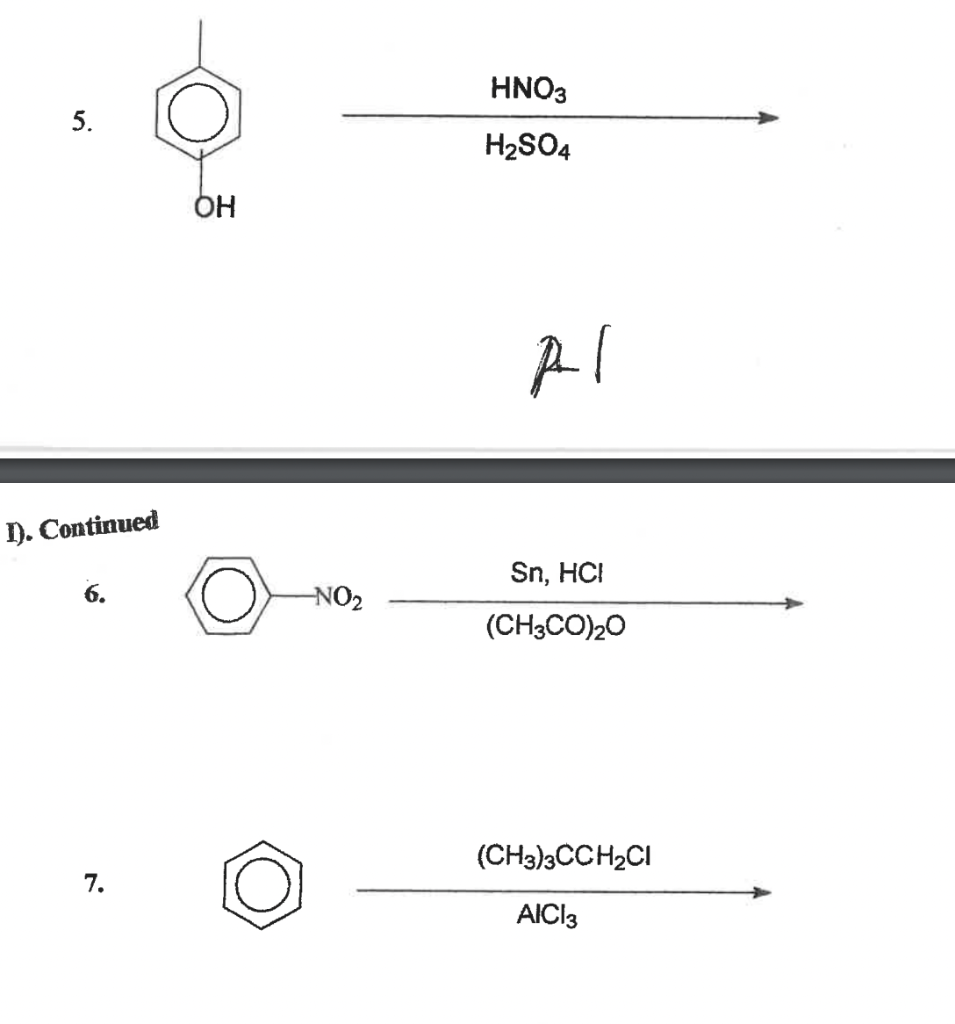 Solved HNO3 5. H2SO4 얼 H 찌 1). Continued Sn, HCI 6. -NO2 | Chegg.com