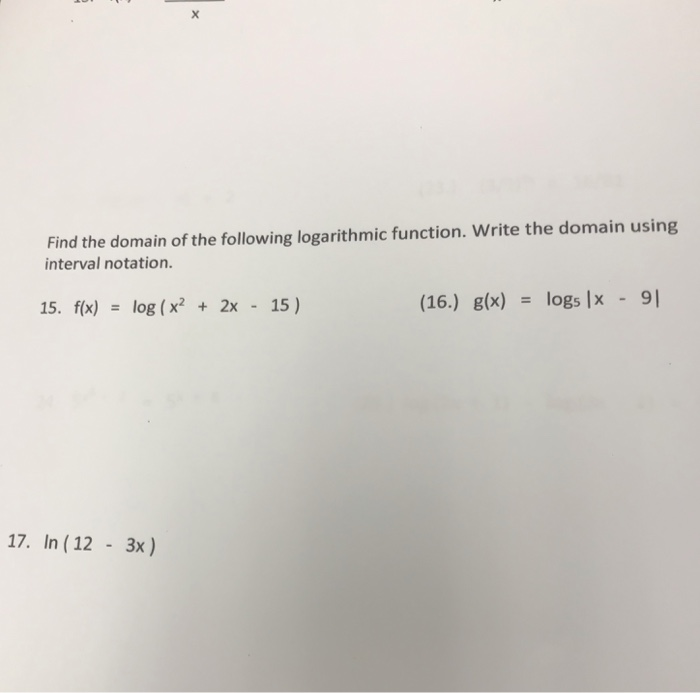 Solved Find the domain of the following logarithmic | Chegg.com