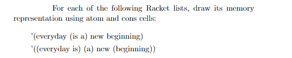 Solved For each of the following Racket lists, draw its | Chegg.com