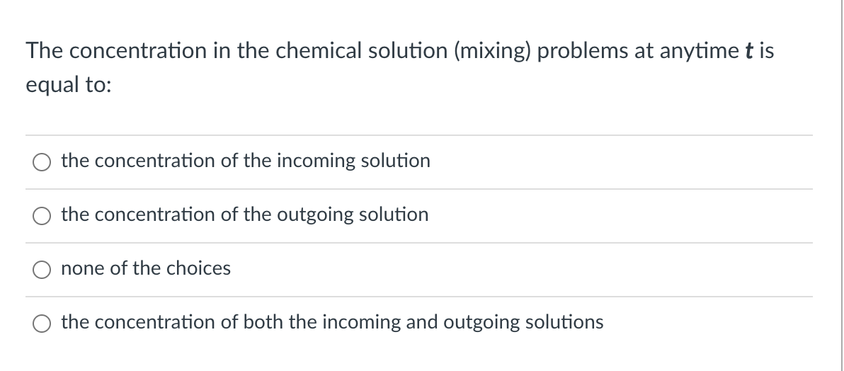 Solved The concentration in the chemical solution (mixing) | Chegg.com