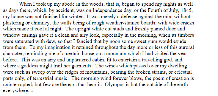 Read the following excerpt from Thoreau's Walden. | Chegg.com