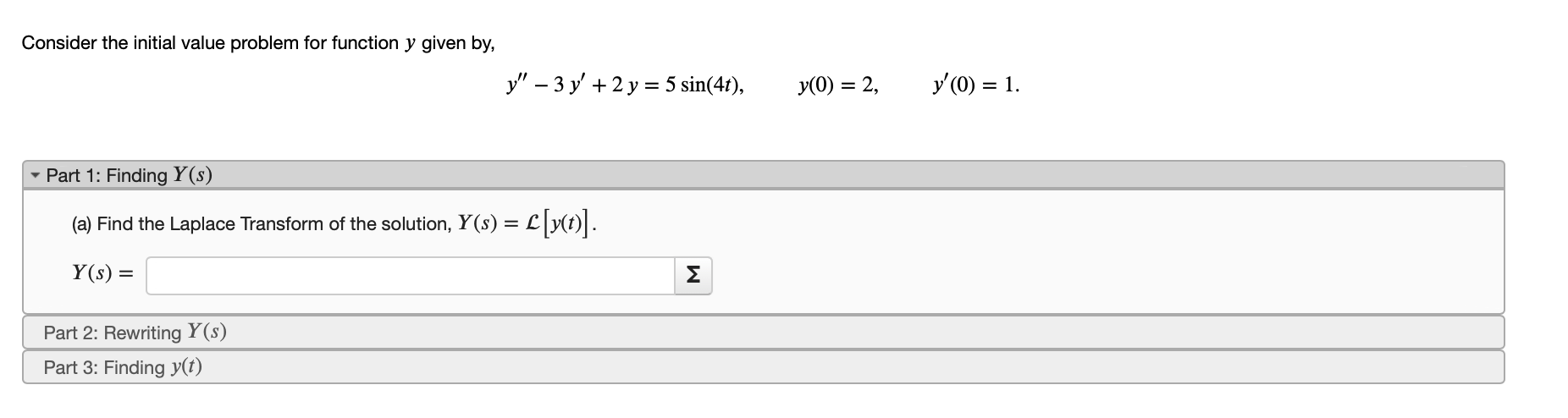 Solved Consider the initial value problem for function y | Chegg.com