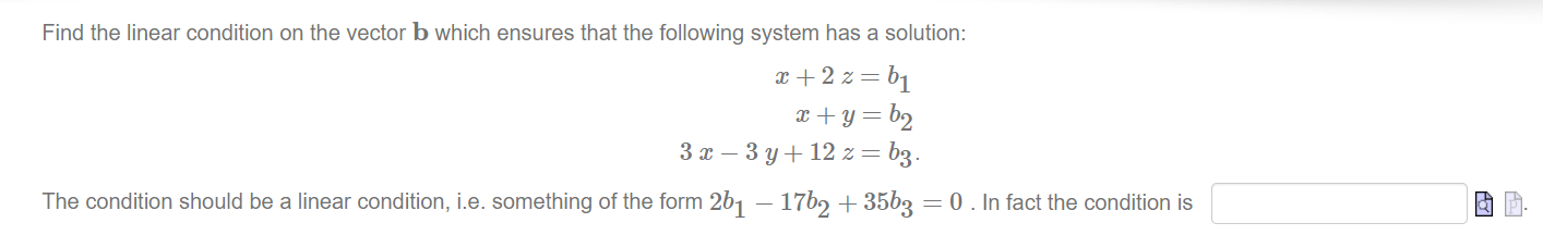 Solved Find the linear condition on the vector b which | Chegg.com