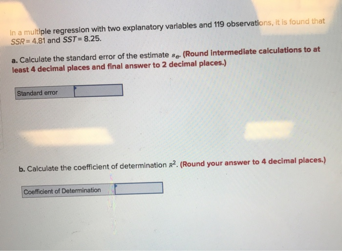 Solved In a multiple regression with two explanatory | Chegg.com