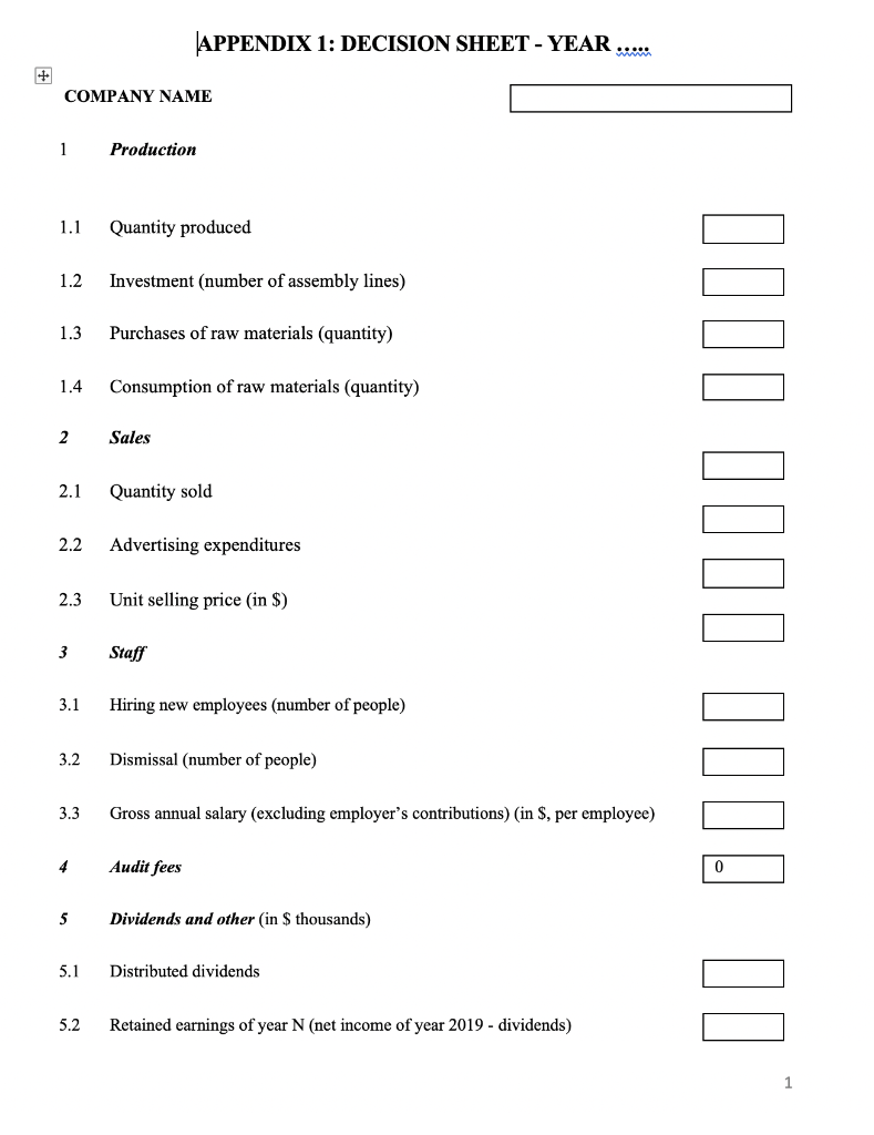 I need help filling out the decision sheet for this | Chegg.com