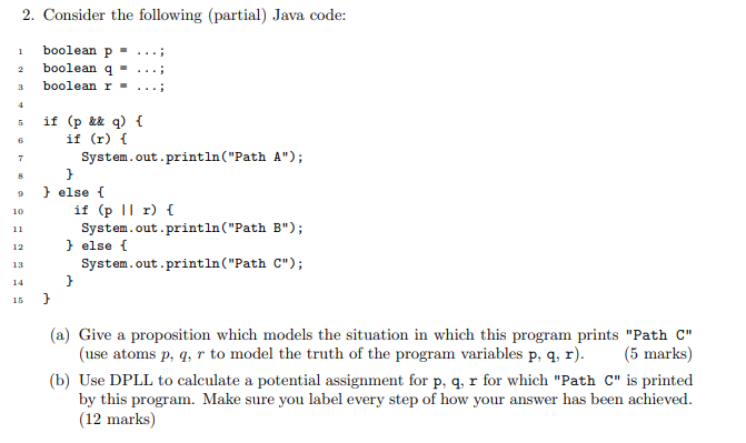 Solved 2. Consider the following (partial) Java code: 1 | Chegg.com