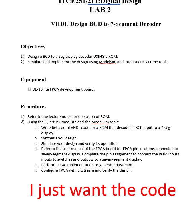 Solved Objectives 1) Design a BCD to 7-seg display decoder | Chegg.com
