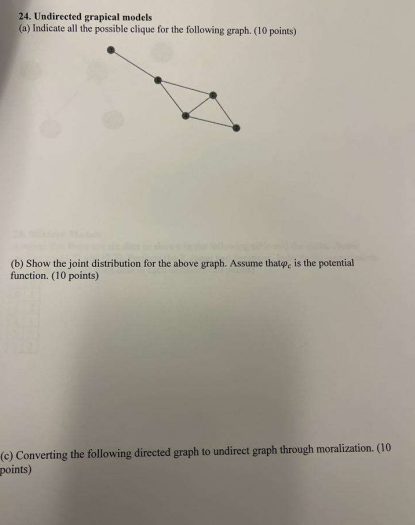 Solved 24. Undirected grapical models (a) Indicate all the | Chegg.com