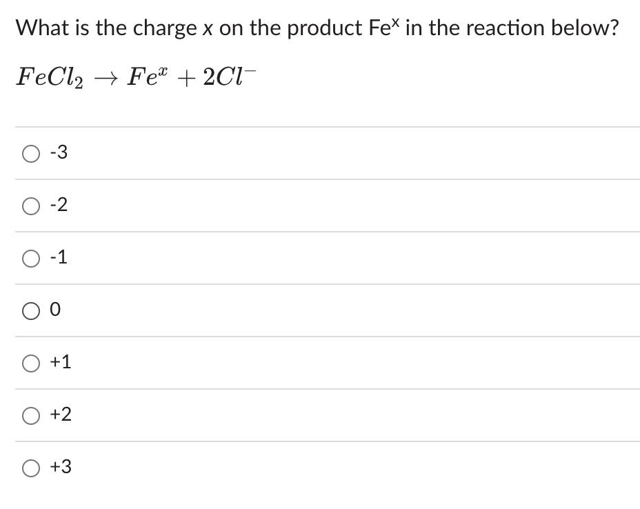 Solved What is the charge x on the product Fex in the | Chegg.com