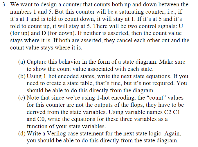 Solved 3. We want to design a counter that counts both up | Chegg.com