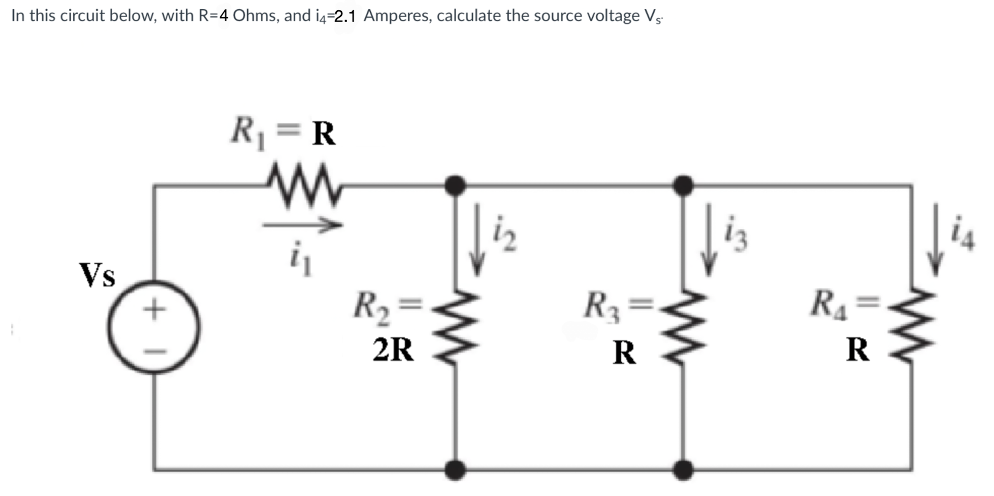 Solved In this circuit below, with R=4Ohms, and i4=2.1 | Chegg.com