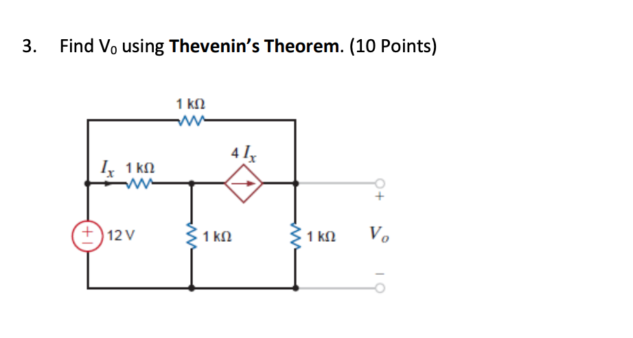Solved 3. Find Vo using Thevenin's Theorem. (10 Points) АХ. | Chegg.com