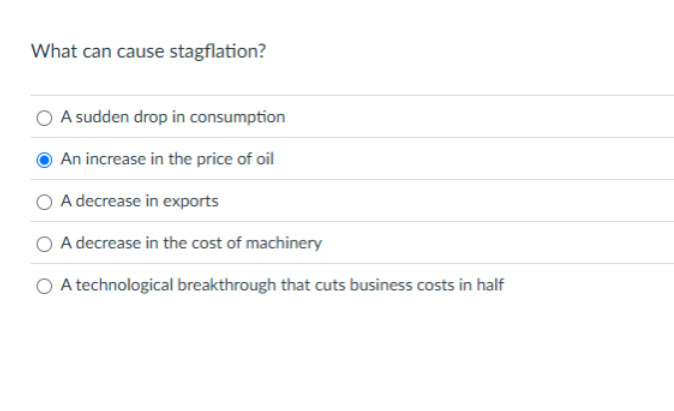 Solved What can cause stagflation?A sudden drop in | Chegg.com