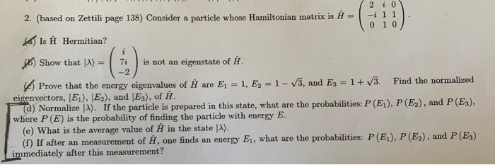 Solved 2. (based on Zettili page 138) Consider a particle | Chegg.com