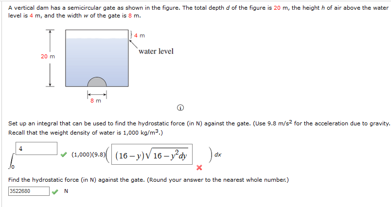 Solved A vertical dam has a semicircular gate as shown in | Chegg.com