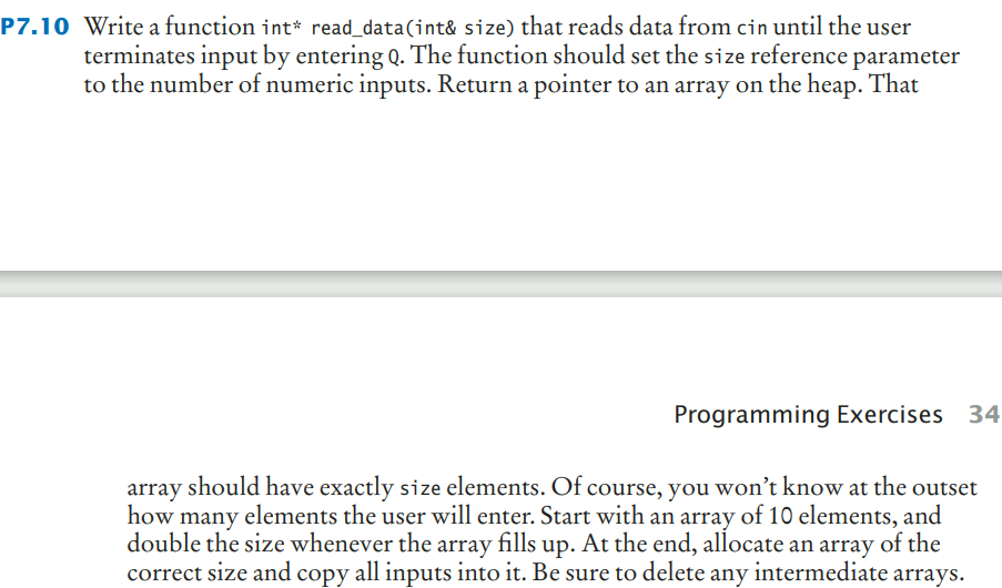 Solved P7.10 Write a function int* read_data(int& size) that | Chegg.com