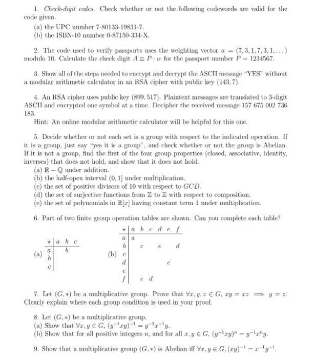 Solved 1· Check-digit codes. Check whether or not the | Chegg.com