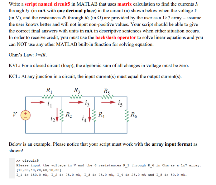 Solved Write A Script Named Circuit5 In Matlab That Uses