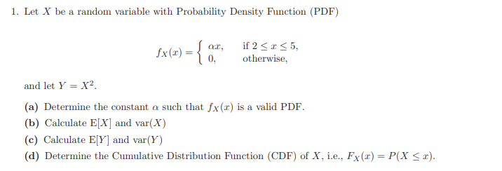 Solved 1. Let X be a random variable with Probability | Chegg.com