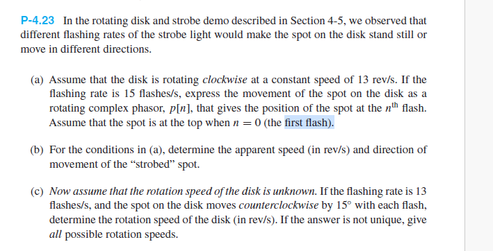 Solved P-4.23 In the rotating disk and strobe demo described | Chegg.com