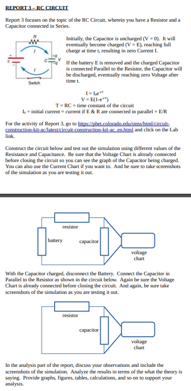 REPORT 3 - RC CIRCUIT Report 3 focuses on the topic | Chegg.com