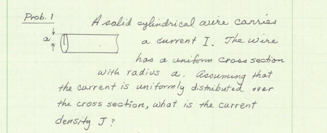 Solved Prob. I A solid cylindrical wire carries a current I. | Chegg.com