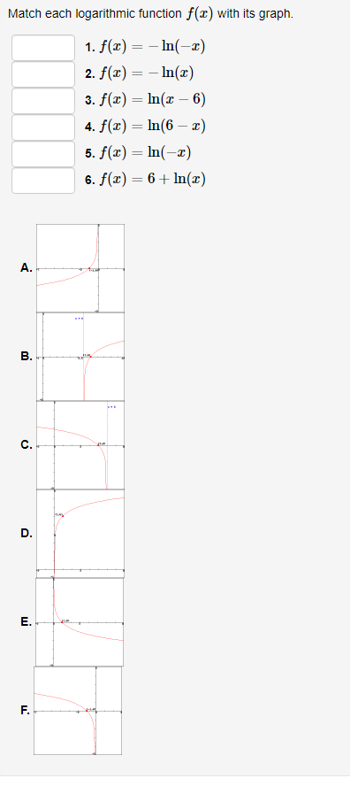 Solved Match each logarithmic function f(x) with its graph. | Chegg.com
