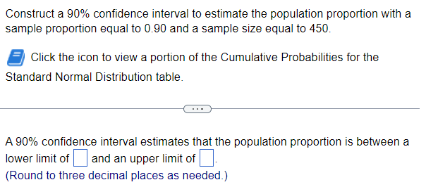 Solved Construct a 90% confidence interval to estimate the | Chegg.com