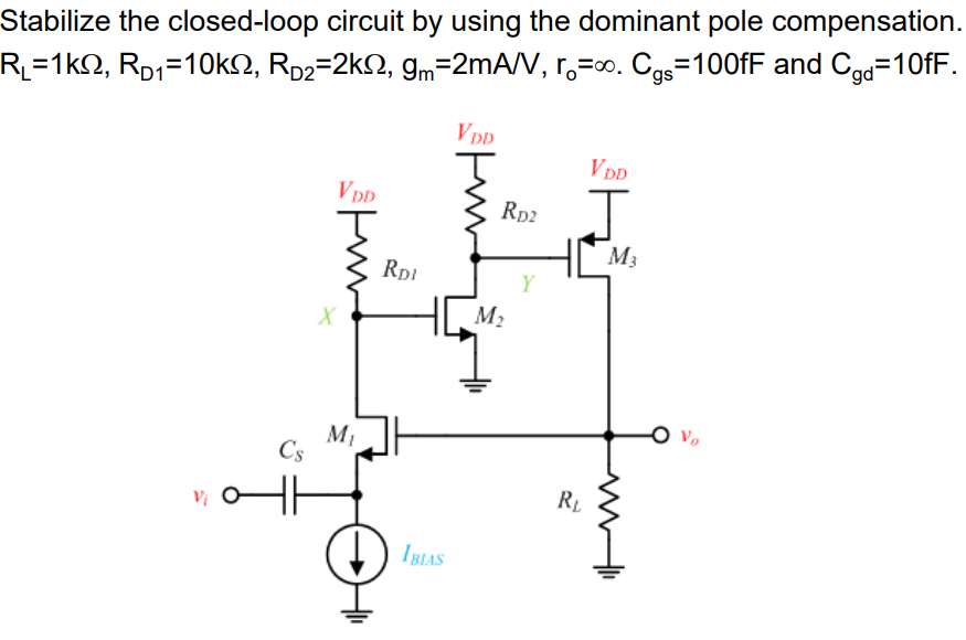 Solved Stabilize the closed-loop circuit by using the | Chegg.com