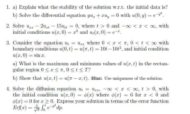 Solved 1. a) Explain what the stability of the solution | Chegg.com