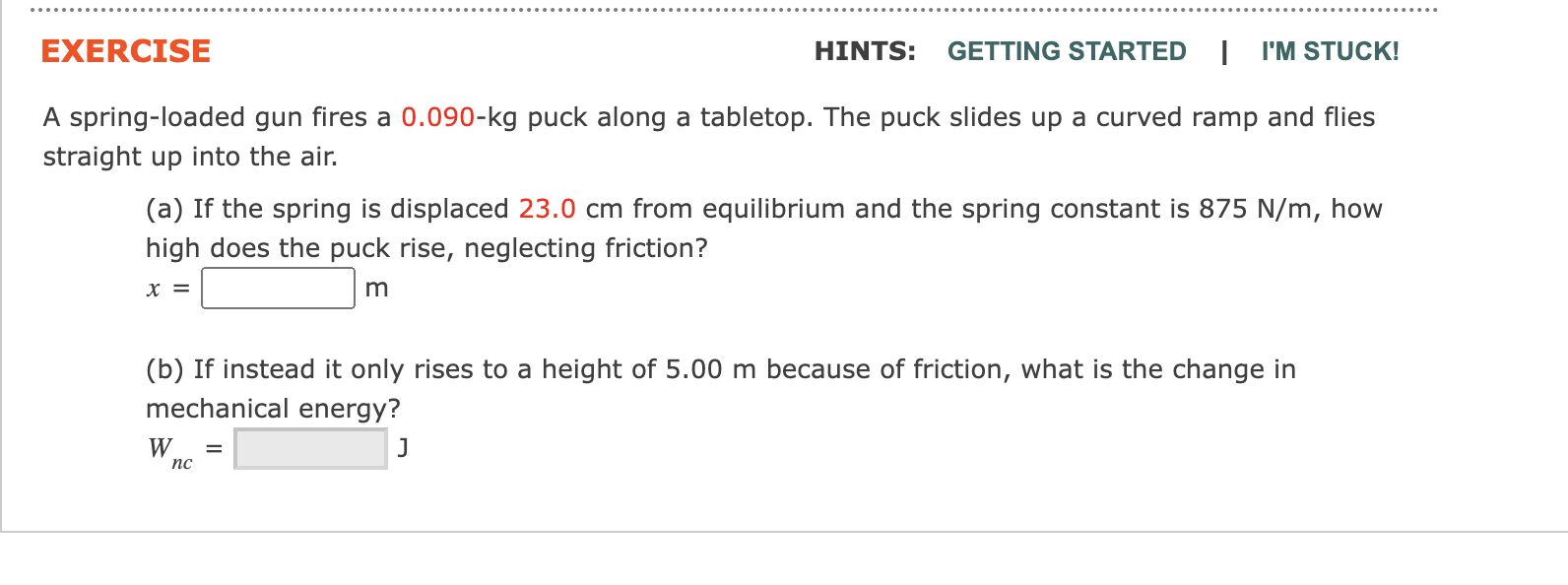 Solved A spring-loaded gun fires a 0.090-kg puck along a | Chegg.com